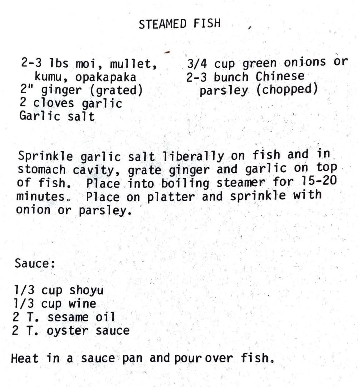 Steamed Fish — Kau Kau Chronicles