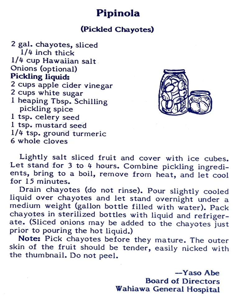 Pipinola (Pickled Chayotes) — Kau Kau Chronicles