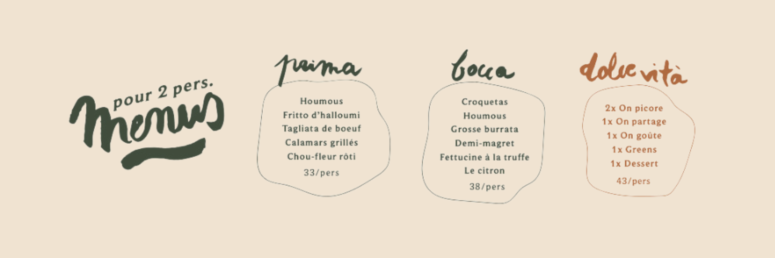 Carte & Menus — BOCCA