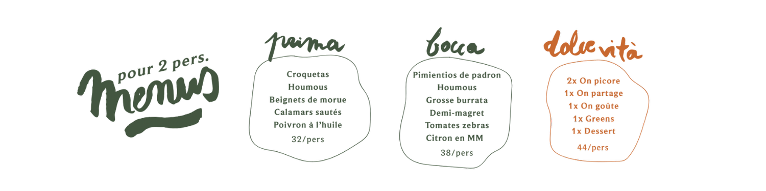 Carte & Menus — BOCCA