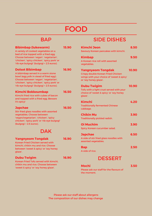 Menu — Bap & Dak