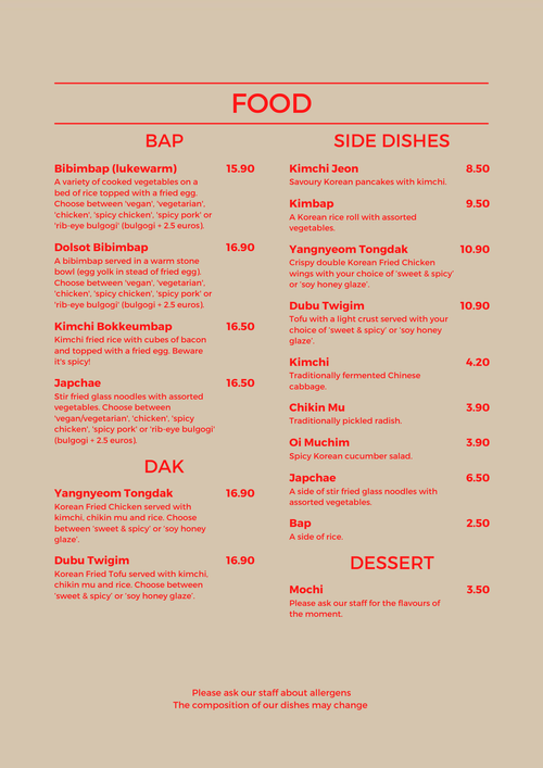 Menu — Bap & Dak