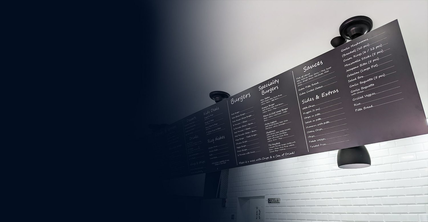 Menu Boards Print & Design | Custom Menu Signs UK | Signs Base