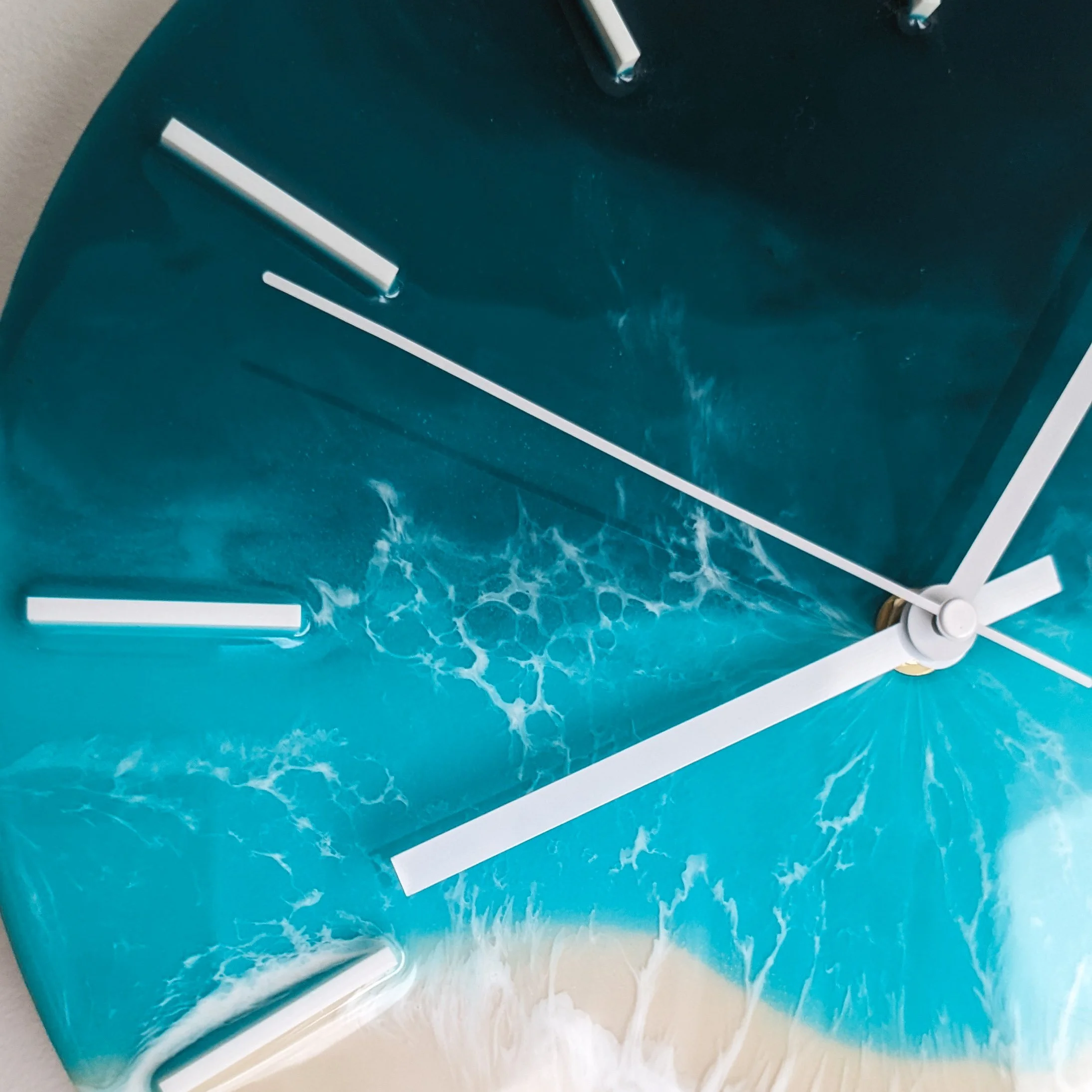 Resin Ocean Clock #1 — Tides of Teal