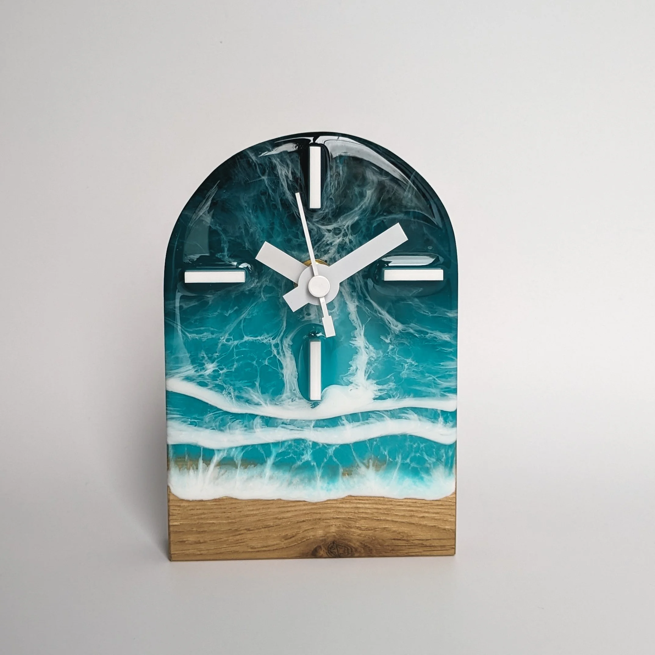 Resin Ocean Mini Clock — Tides of Teal