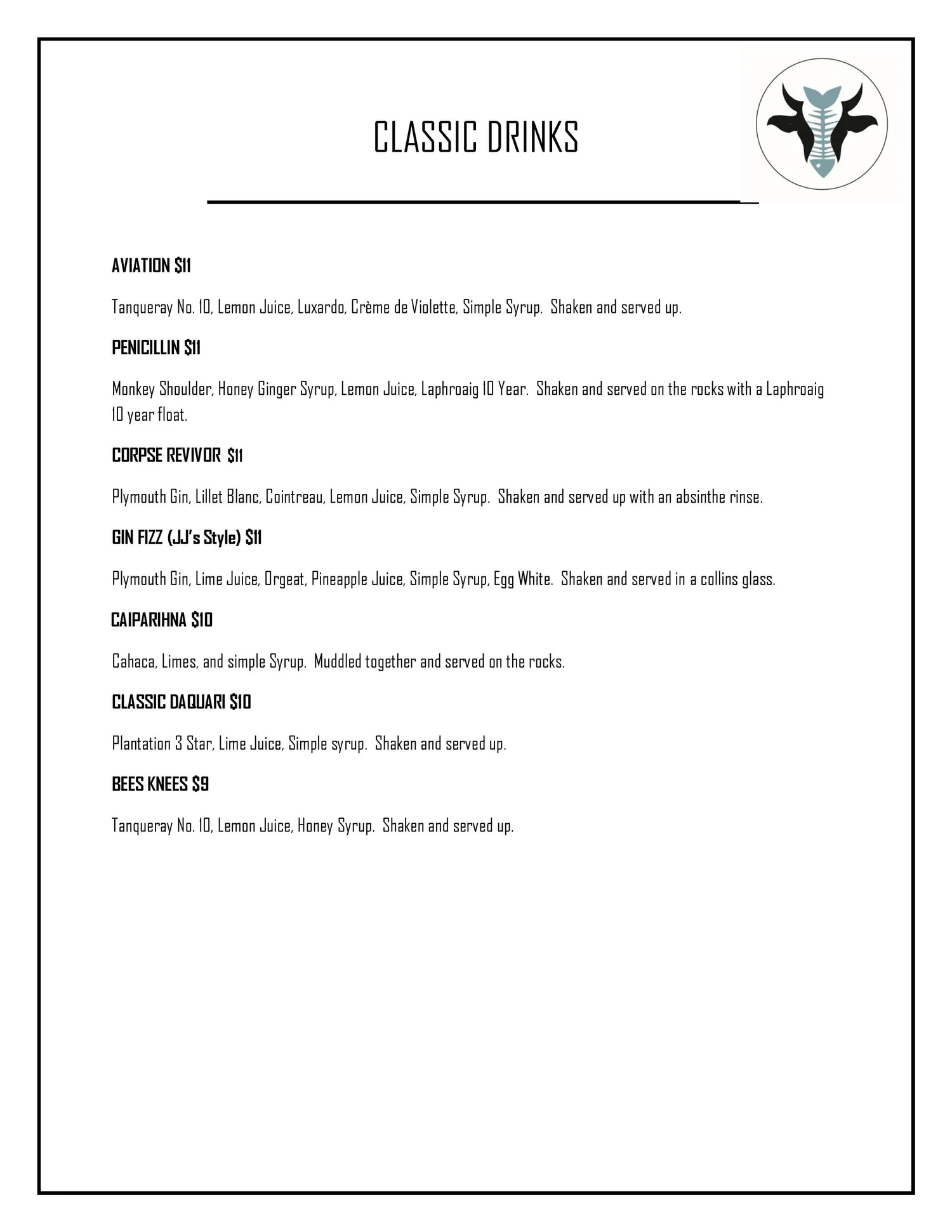 Cocktails — JJ's Table and Bar