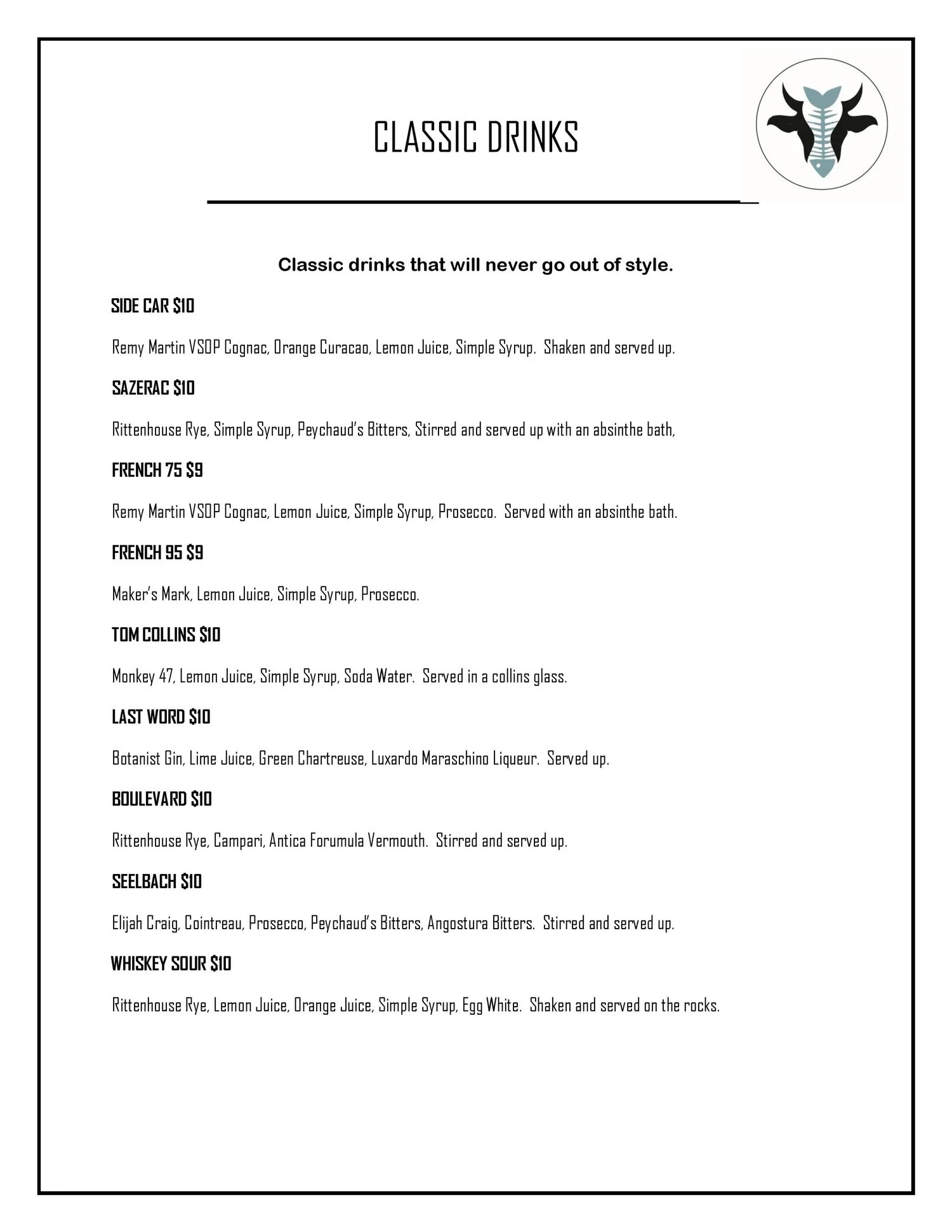 Cocktails — JJ's Table and Bar