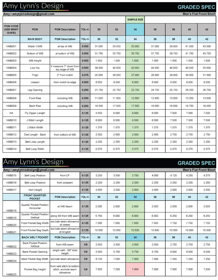 What's in a tech pack and why - measurements — Amy Lynn's Design