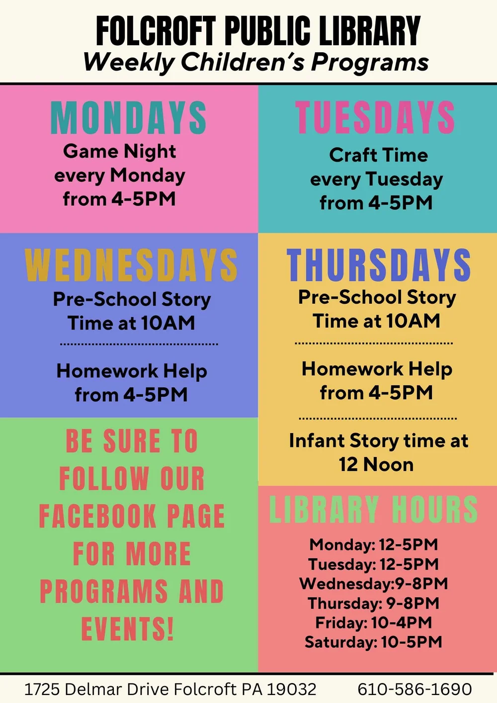 Weekly Children’s Programs at Folcroft Public Library — The Borough of ...
