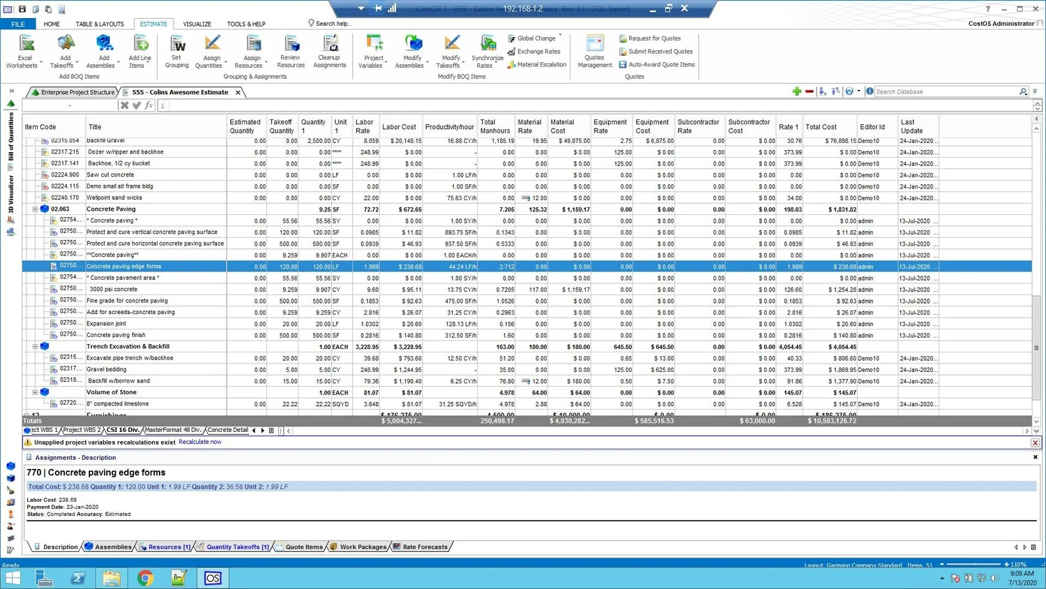 Enterprise Construction Estimating Software — CostOS® Enterprise Level ...