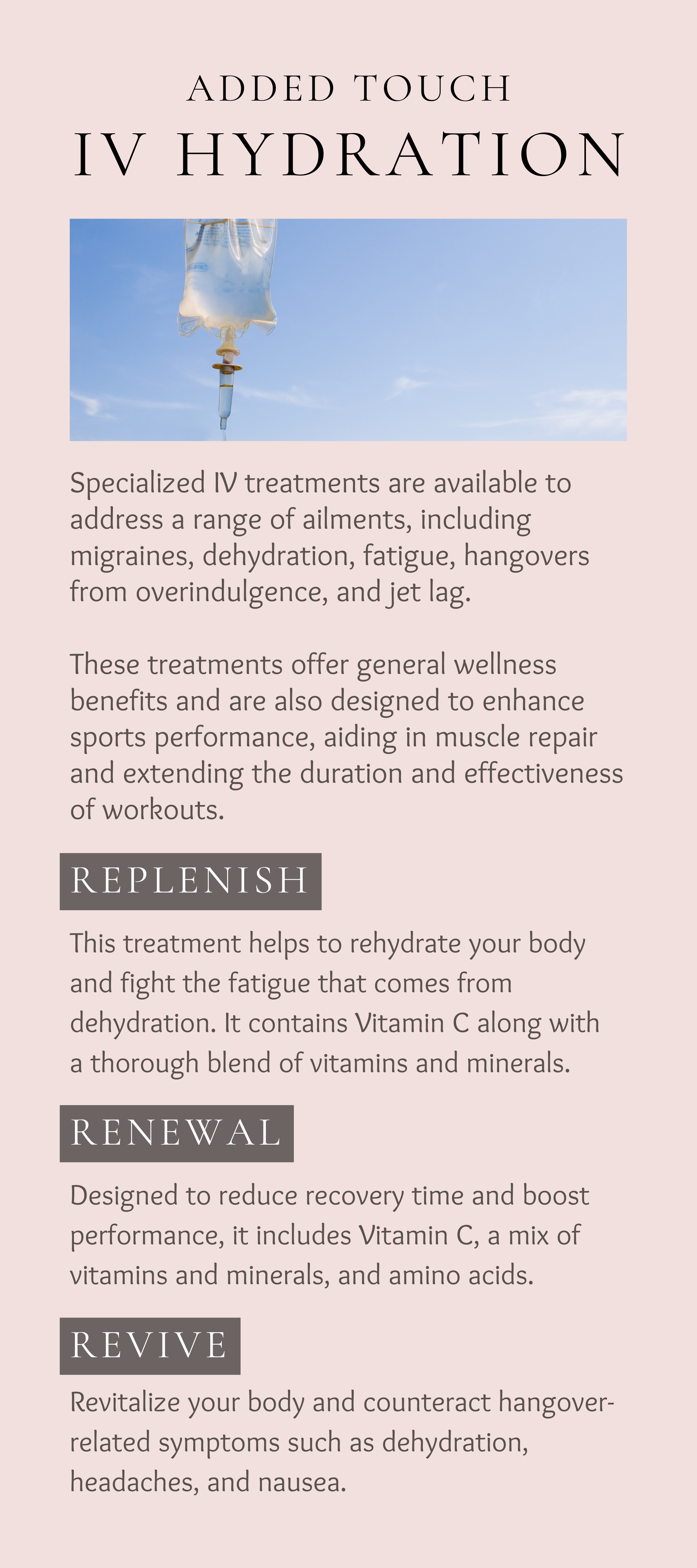 IV Hydration Menu — Added Touch