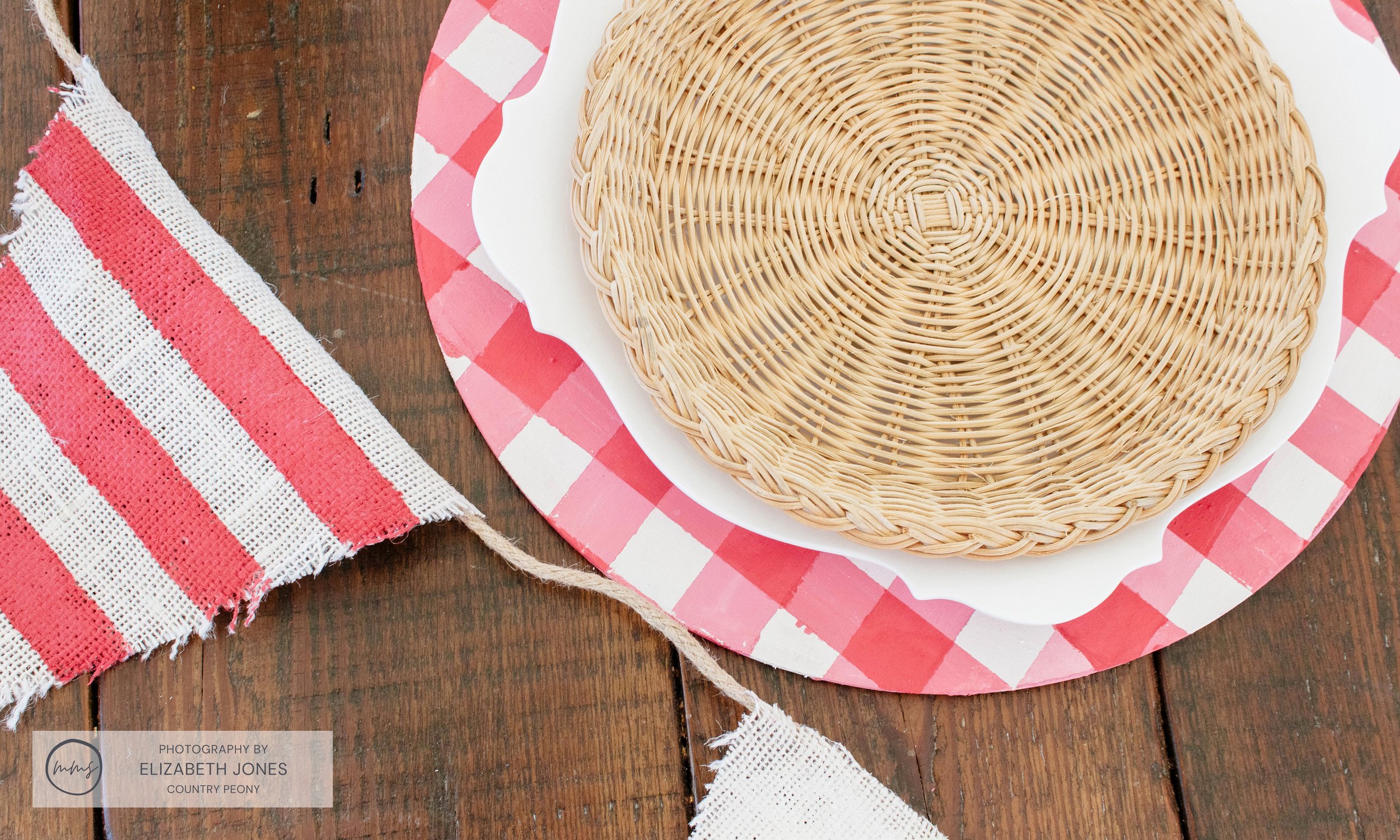 DIY Red, White, And Blue Gingham Chargers — Miss Mustard Seed's Milk Paint
