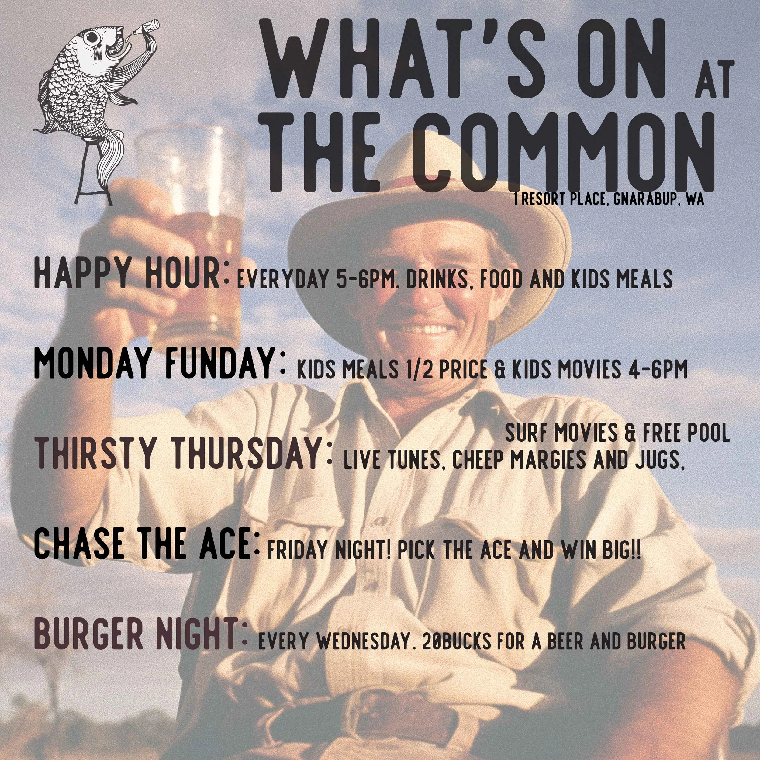 Weekly Events — THE COMMON | PUB, BAR + BISTRO - Margaret River