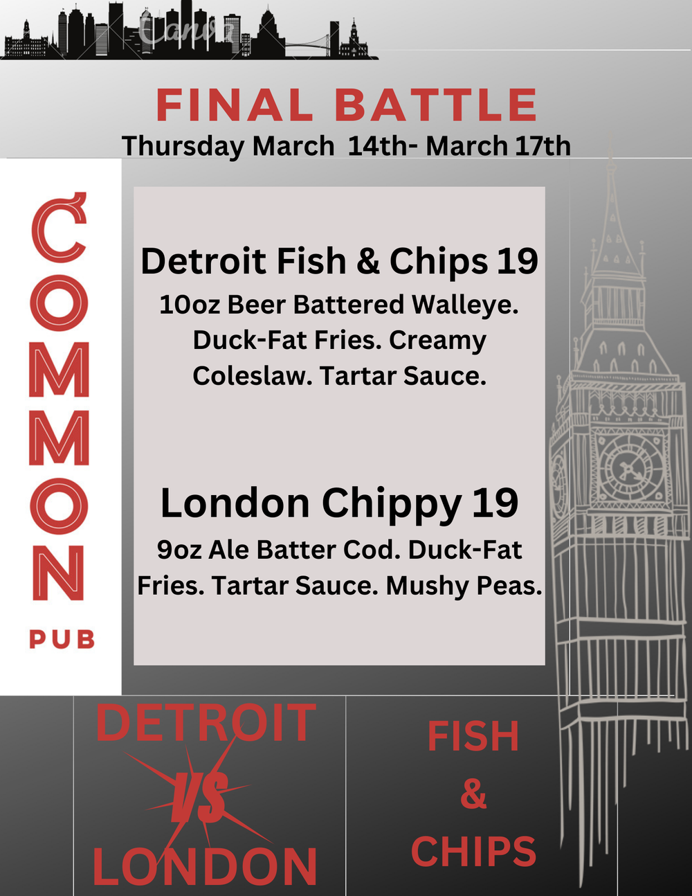 EVENTS — Common Pub Detroit