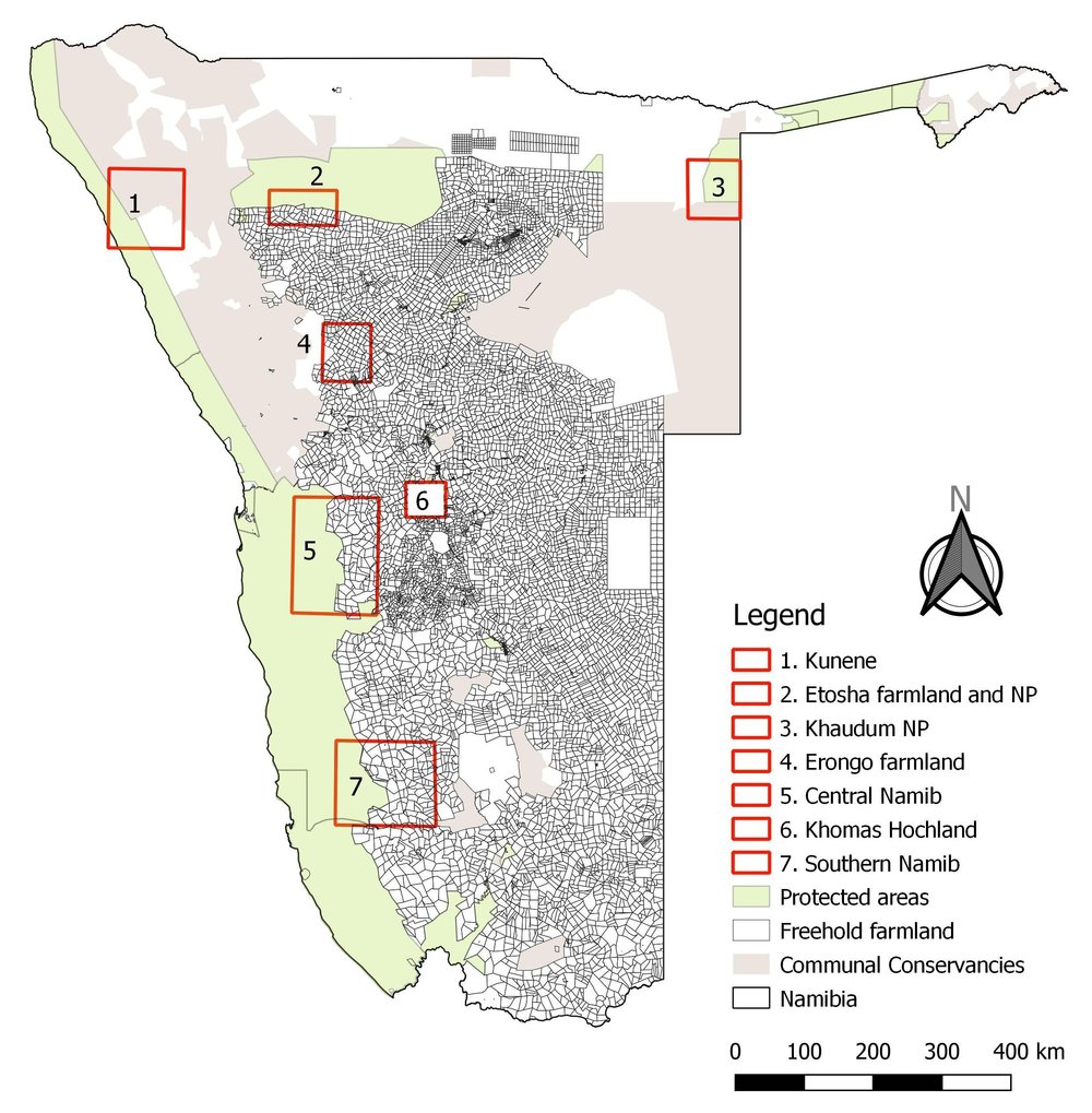 Study Areas — IZW Cheetah Research Project