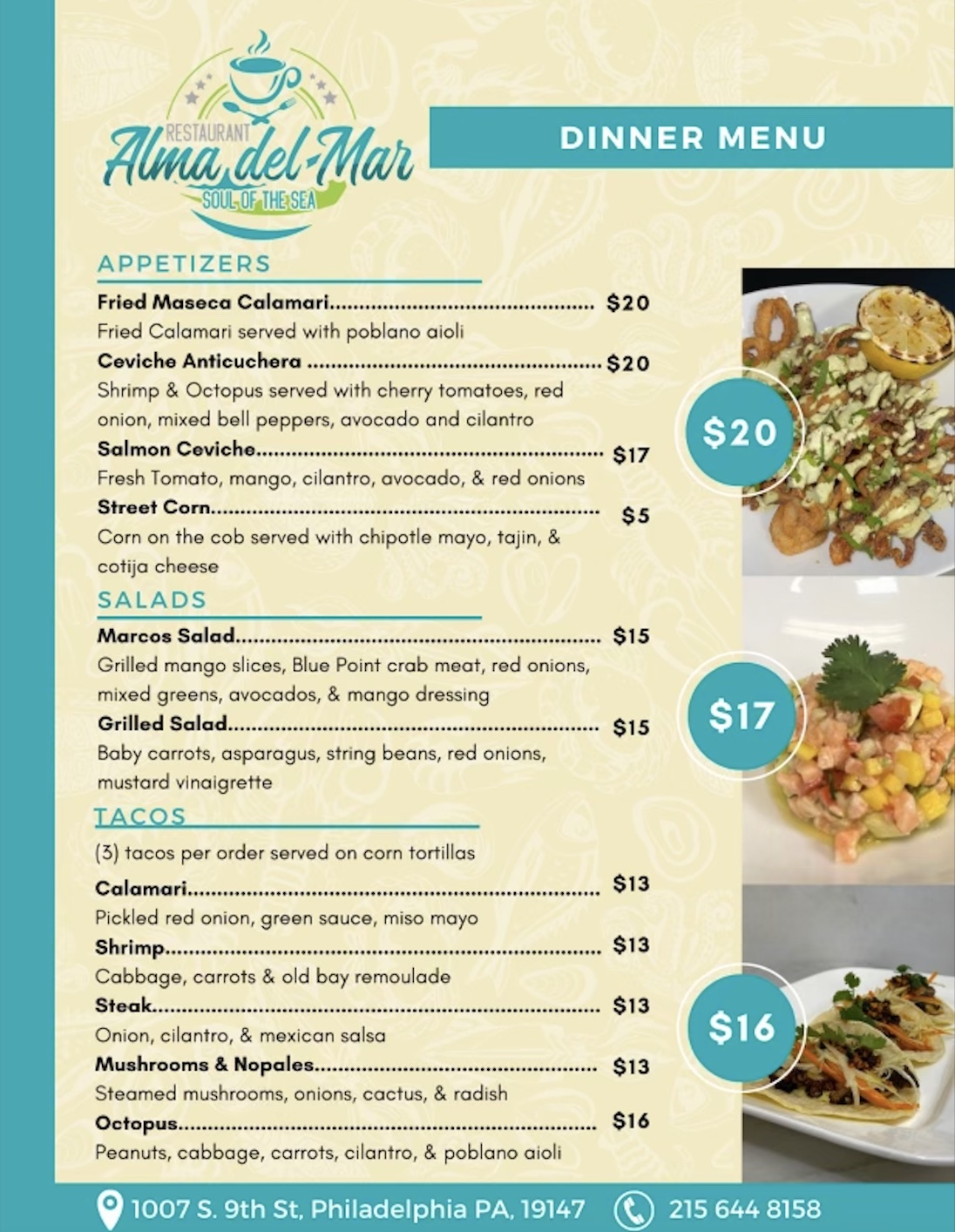 Menu — Alma Del Mar