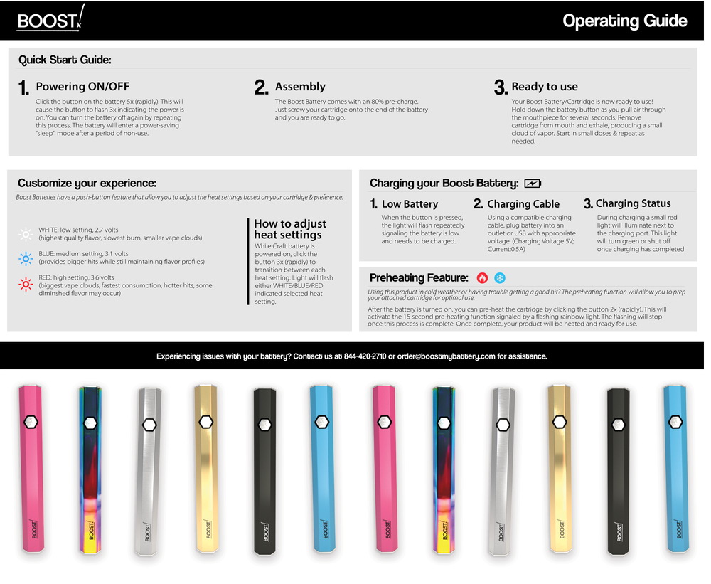 BOOST Vape Battery Instructions — BOOST!