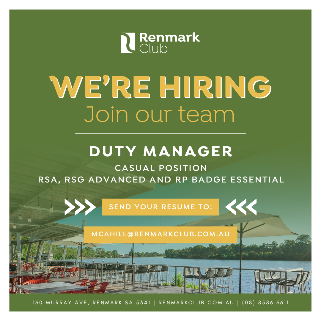 Careers — Renmark Club | Renmark Accomodation | Renmark Wedding Venue ...