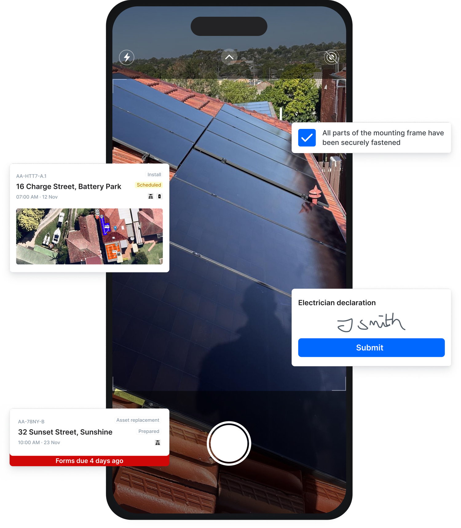 Simple project management for smart solar and battery installers