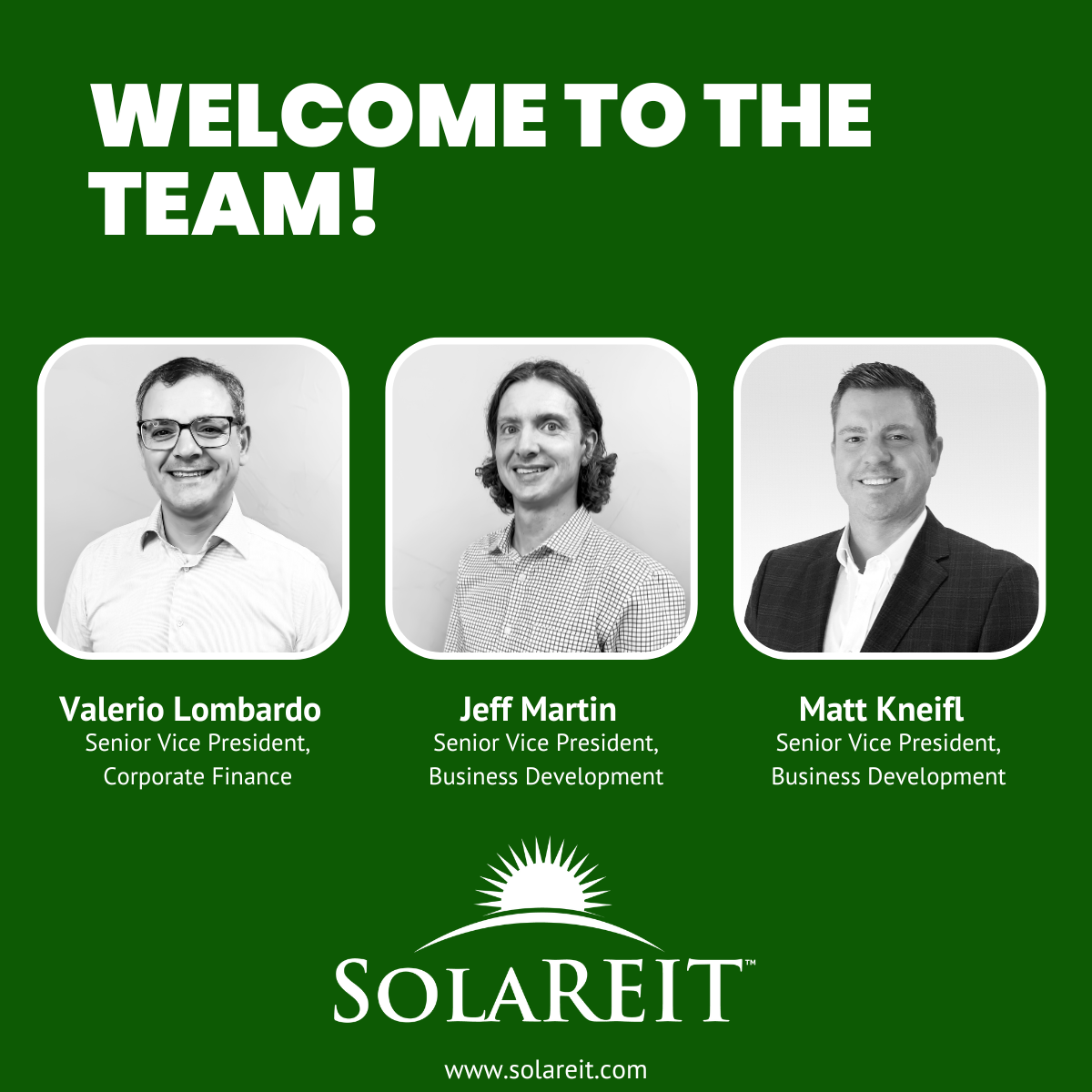 SolaREIT Expands Finance and Business Development Leadership Team — SolaREIT