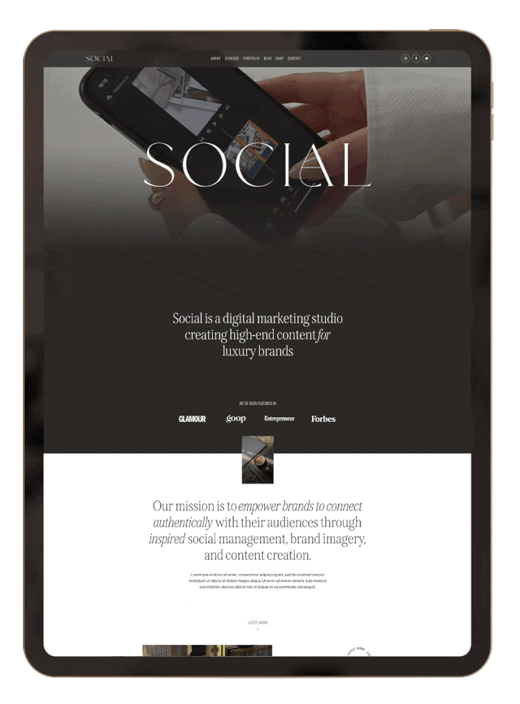 Social | Squarespace 7.1 Website Template — The Styled Square | Premium ...
