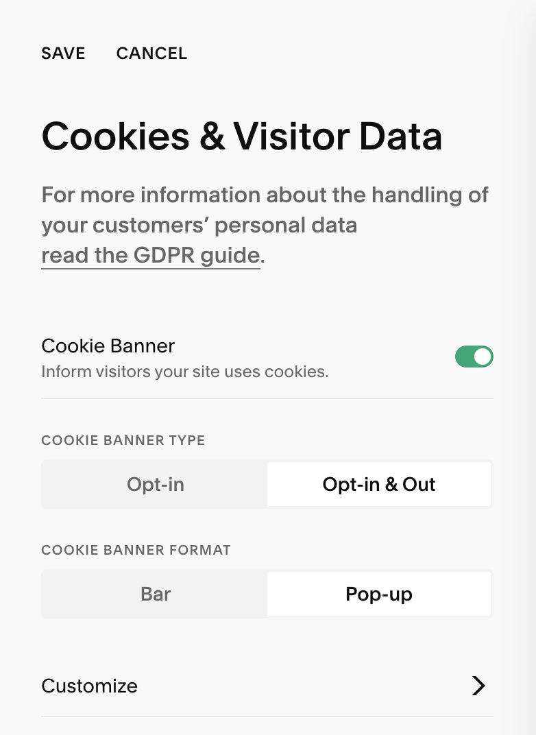 How to add a cookie banner to your Squarespace website & customize ...