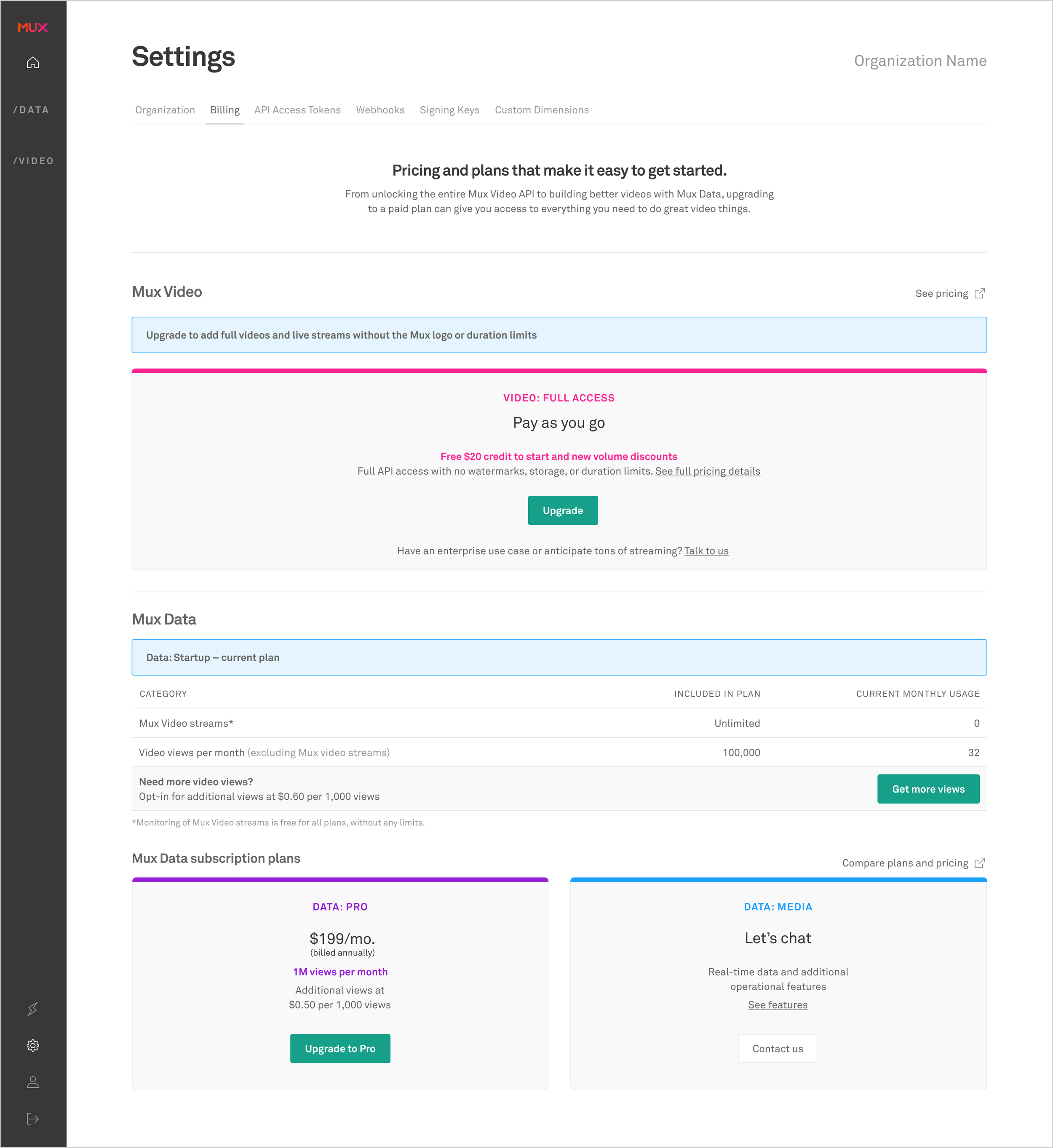 Mux’s Billing Portal — Laura Thelen / Product Design