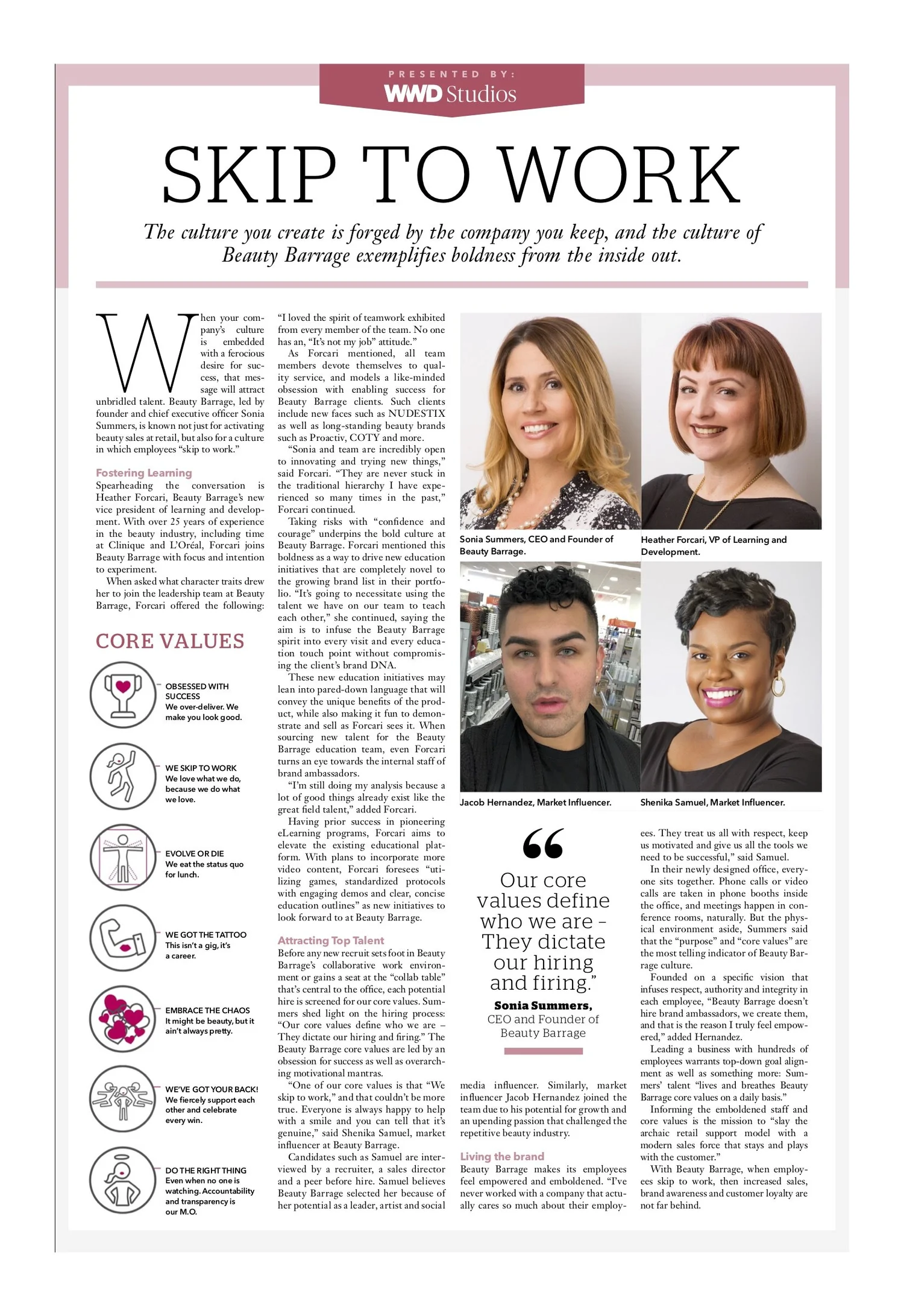 Skip to Work - why our core values define our culture — Beauty Barrage