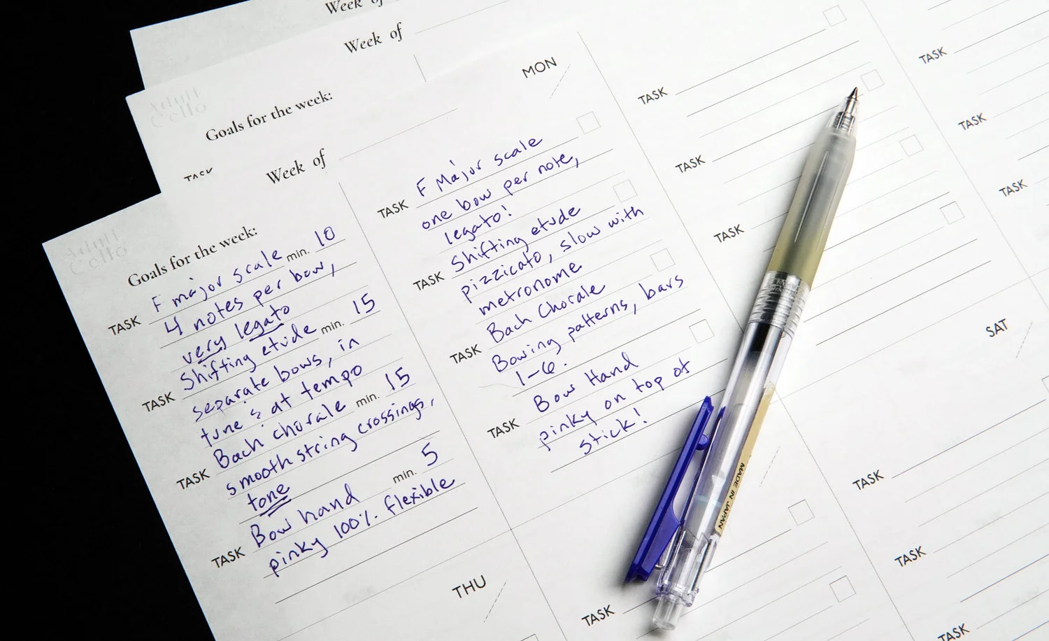 Practice Planner — ADULT CELLO