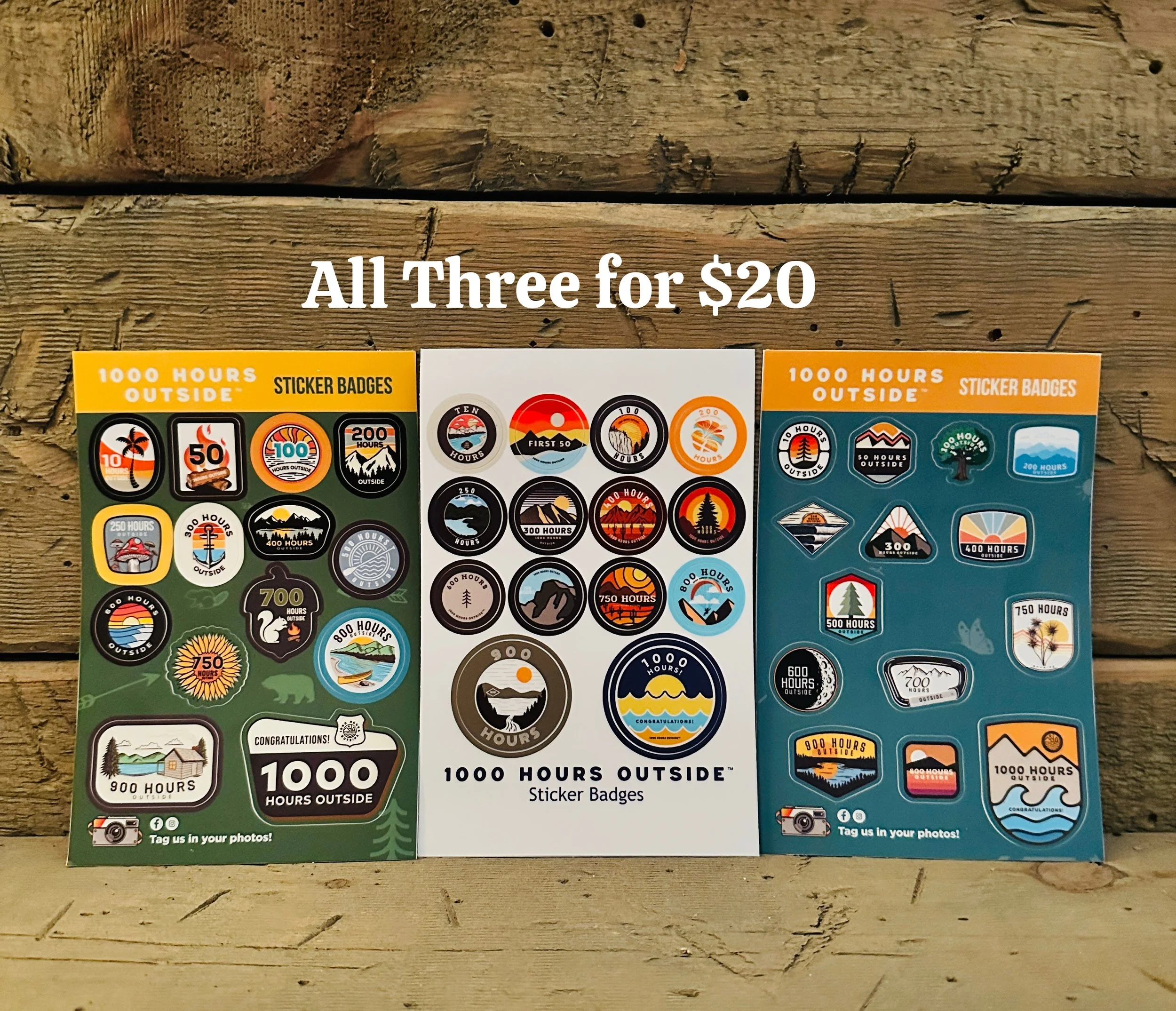 Sticker Badge Sheet — 1000 Hours Outside