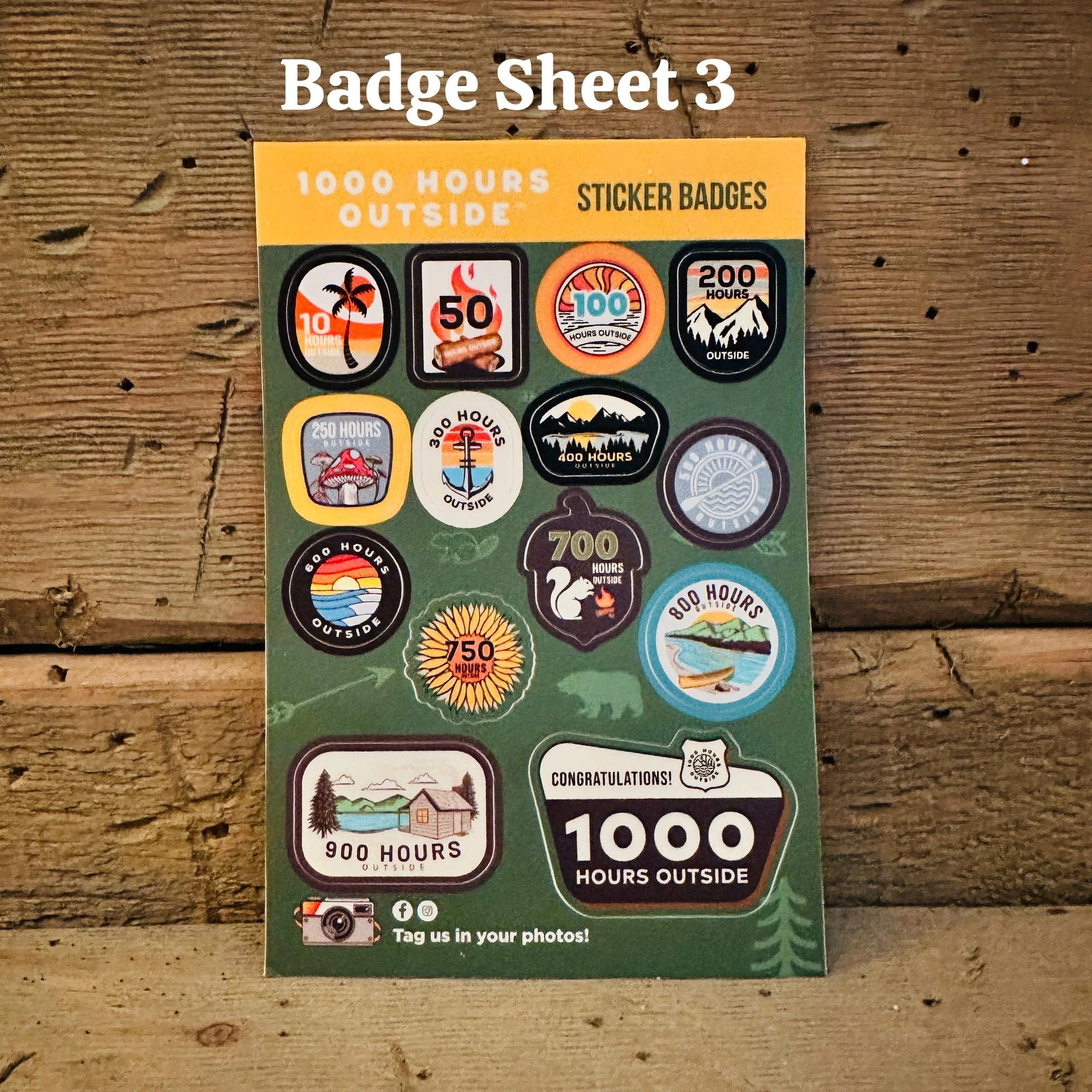 Sticker Badge Sheet — 1000 Hours Outside