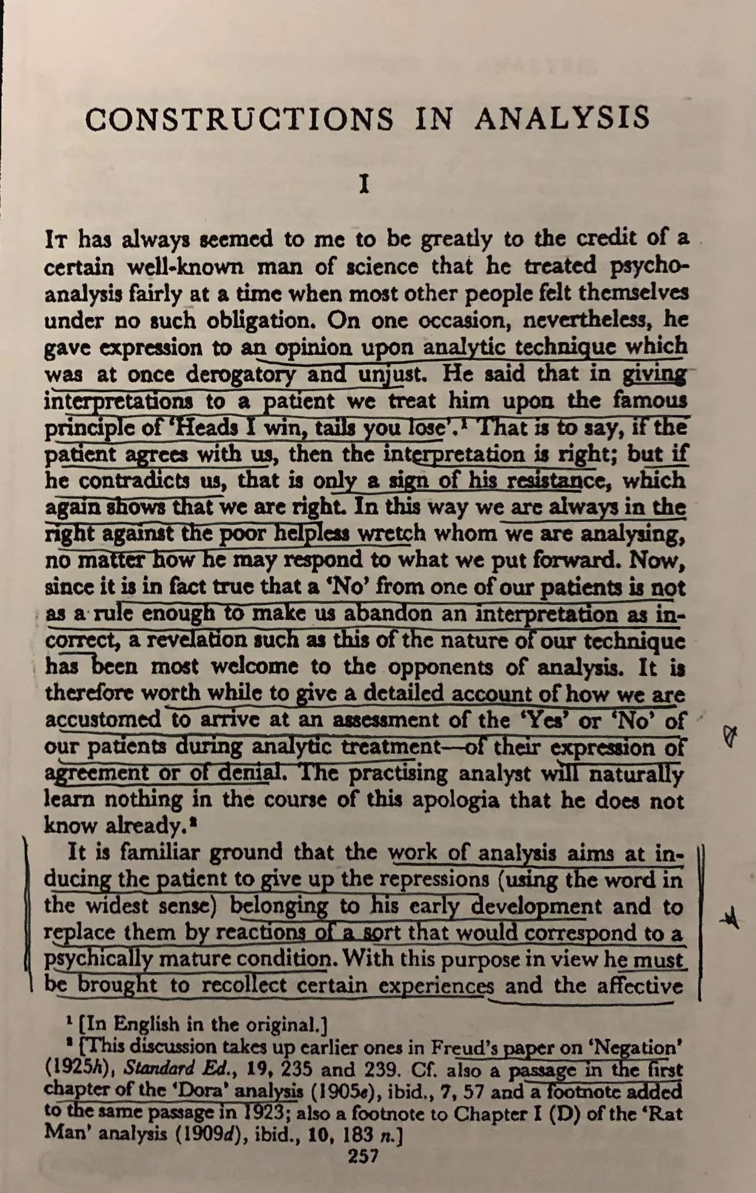 Freud, “Constructions in Analysis” (1937) (I) — Michael Becker