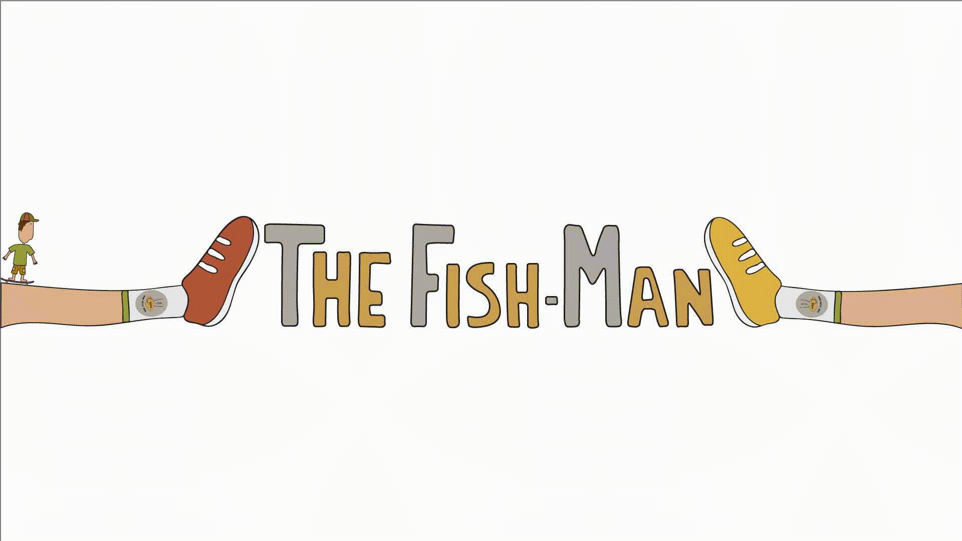 The Fish Man Skateboarding