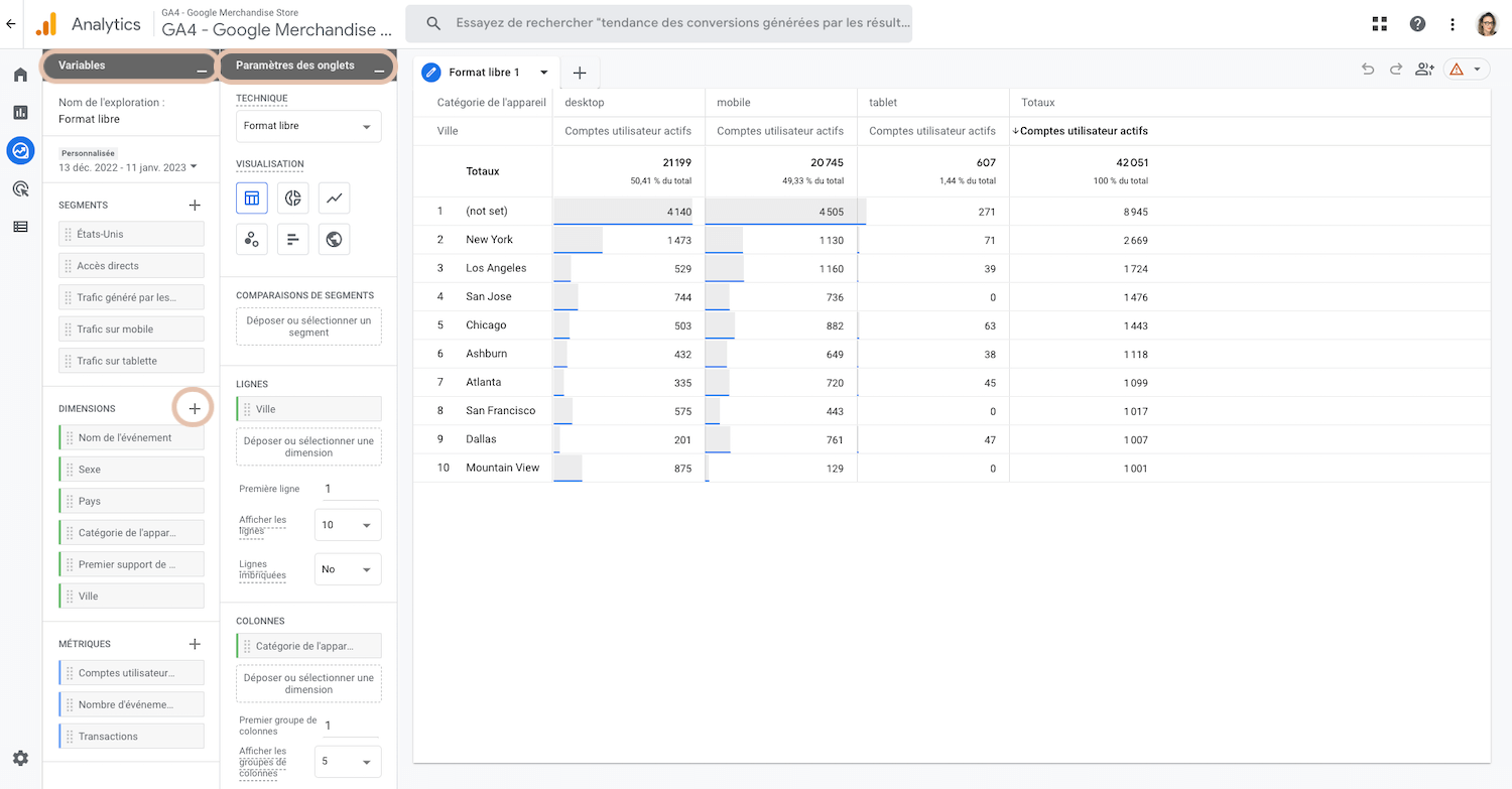 Google Analytics - Présentation du module Analyse de Google Analytics 4 ...
