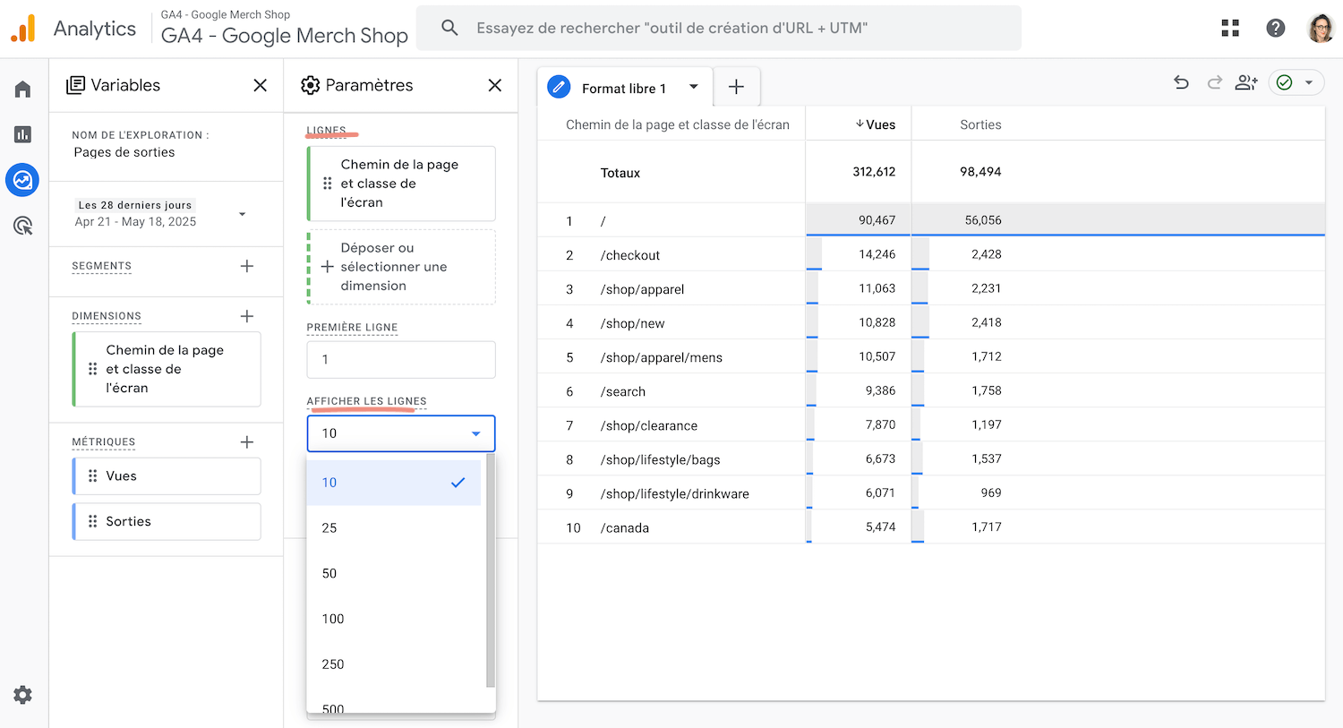 Google Analytics 4 - Trouver les pages de sortie et calculer le taux de ...