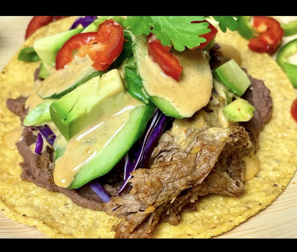 Shaved Steak Tostadas with Peanut Sauce — Chef Taffy Elrod