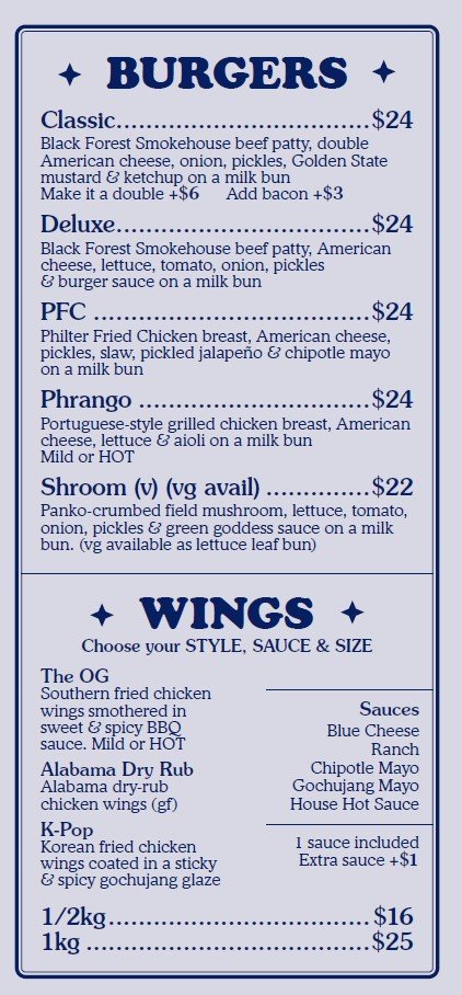 BAR & RESTAURANT MENU — PHILTER