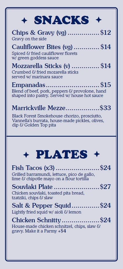 BAR & RESTAURANT MENU — PHILTER