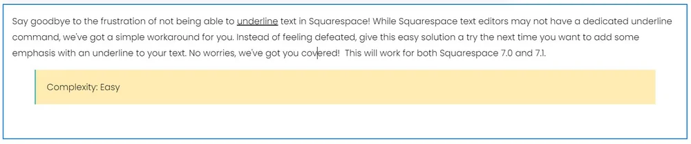 How to underline text In Squarespace — Primitus Consultancy