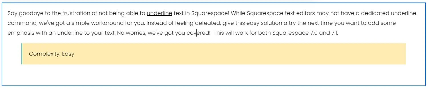 How to underline text In Squarespace — Primitus Consultancy