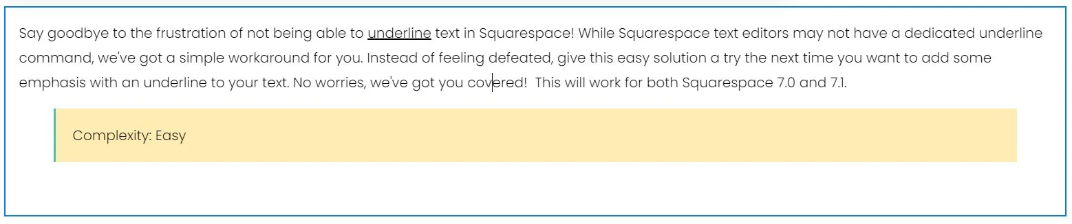 How to underline text In Squarespace — Primitus Consultancy