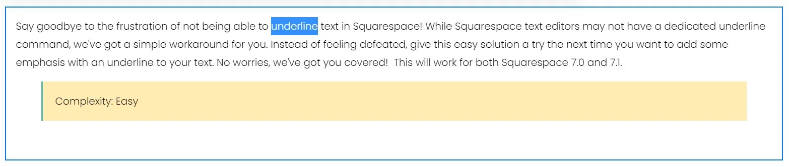 How to underline text In Squarespace — Primitus Consultancy
