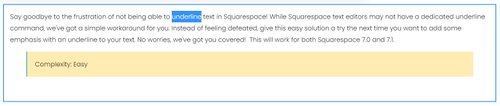 How to underline text In Squarespace — Primitus Consultancy