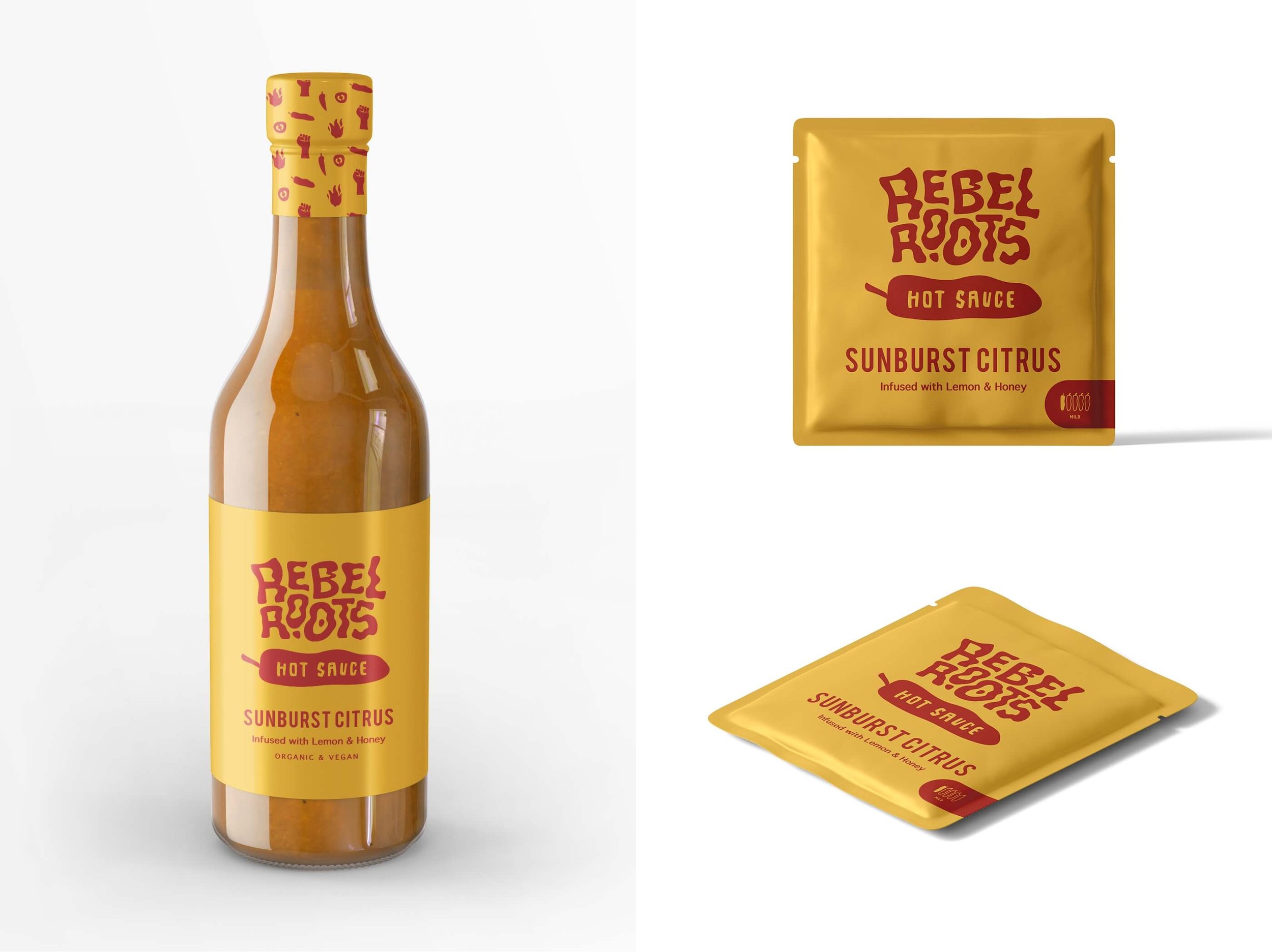 RebelRoots Hot Sauce Brand Identity – Bold Design & Packaging