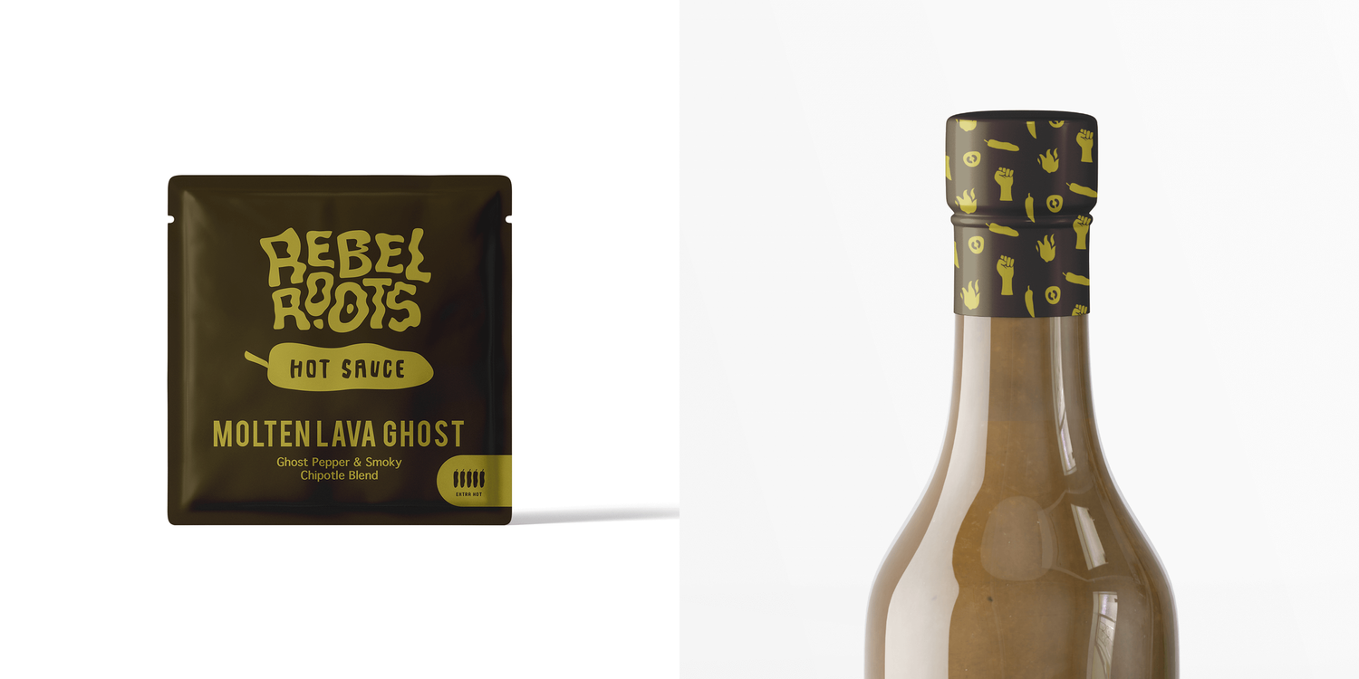 RebelRoots Hot Sauce Brand Identity – Bold Design & Packaging