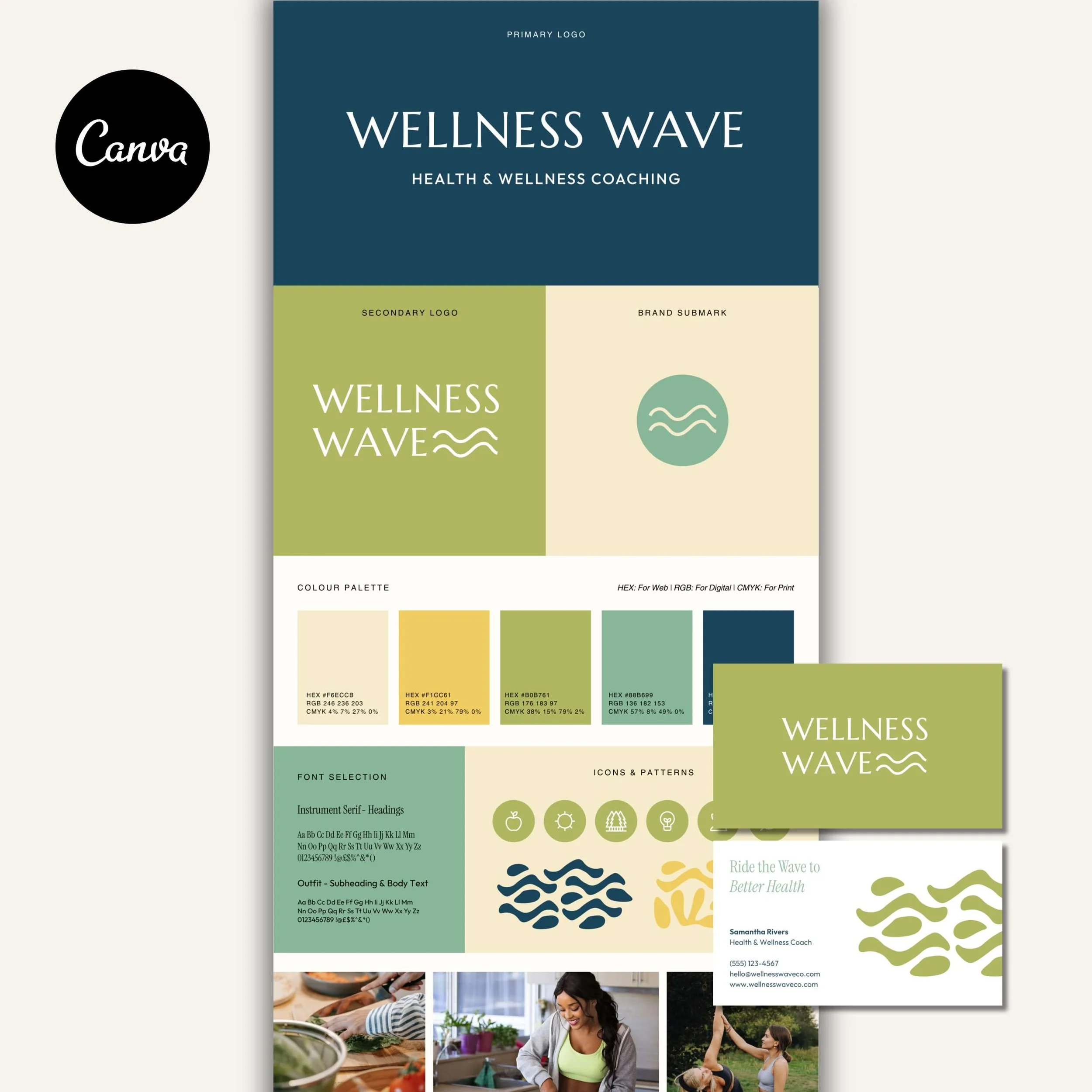 DIY Health Coach Brand Kit – Wellness Wave Canva Templates
