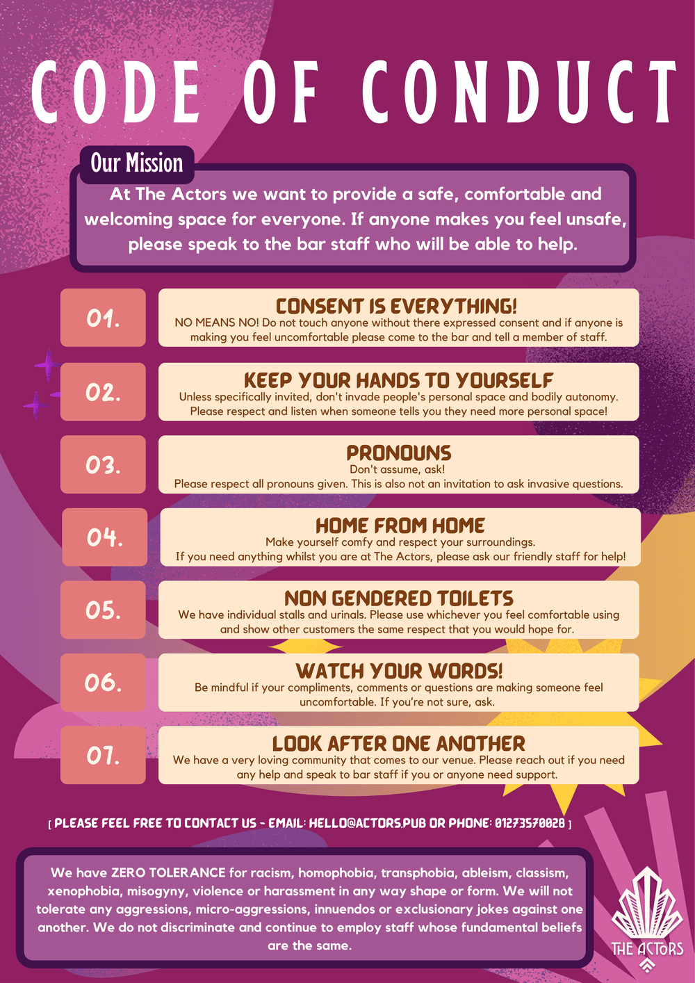 CODE OF CONDUCT — The Actors