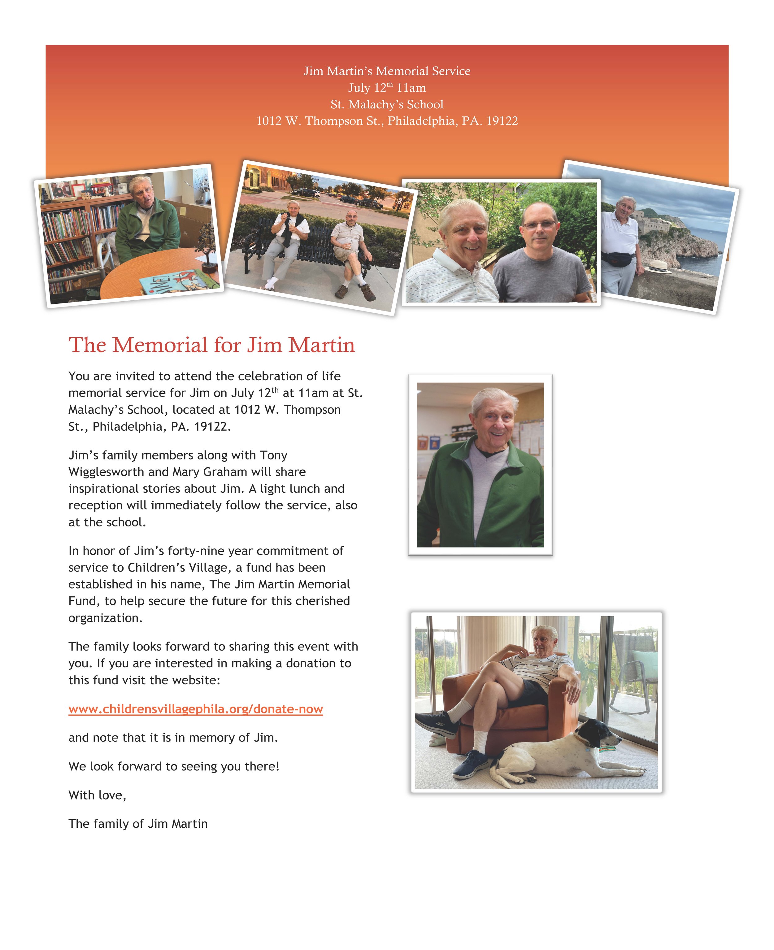 Celebrating the Life and Legacy of Jim Martin Memorial Service ...