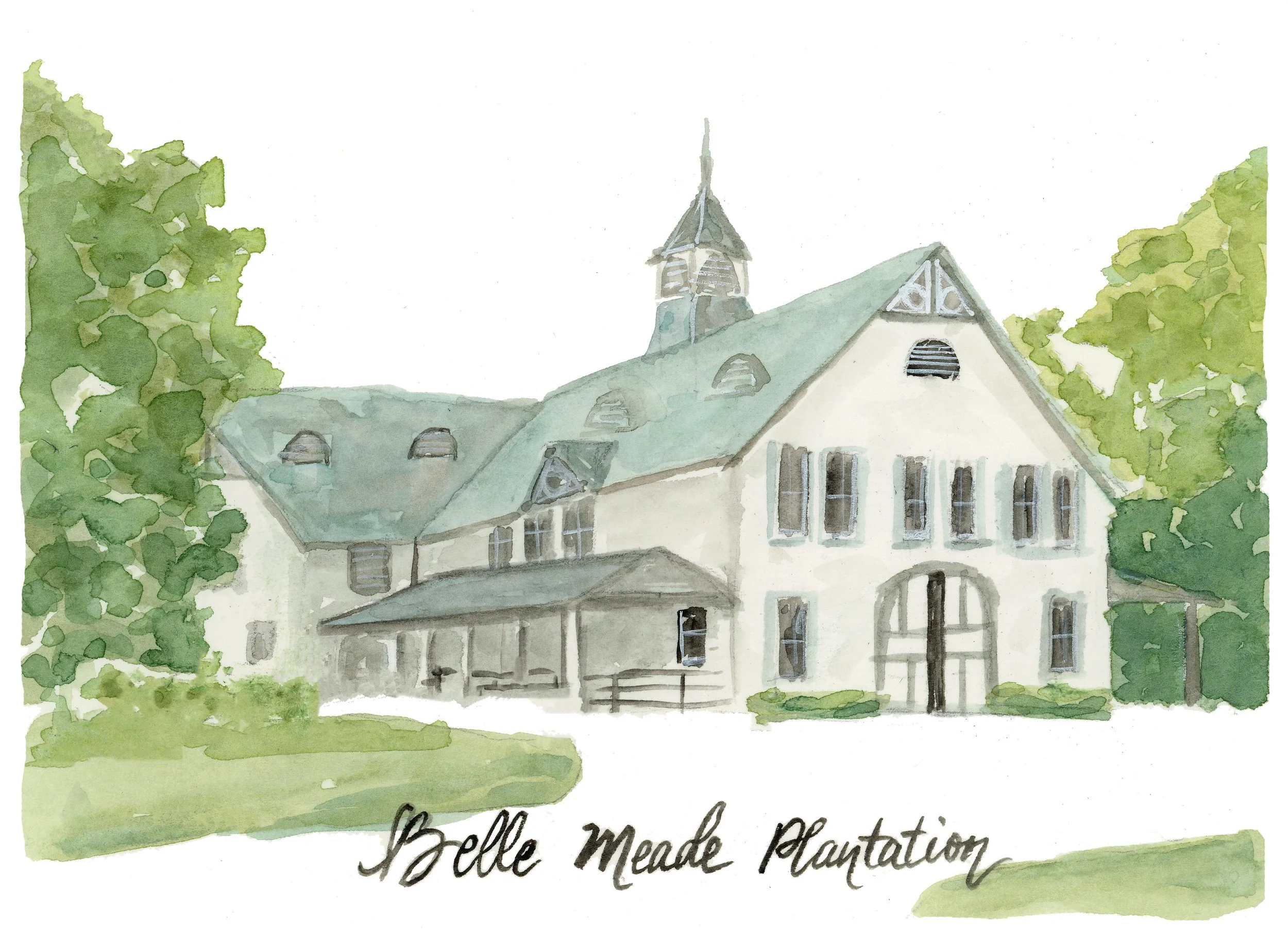 Belle Meade Plantation Watercolor Print — Lauren OBrien Art & Design