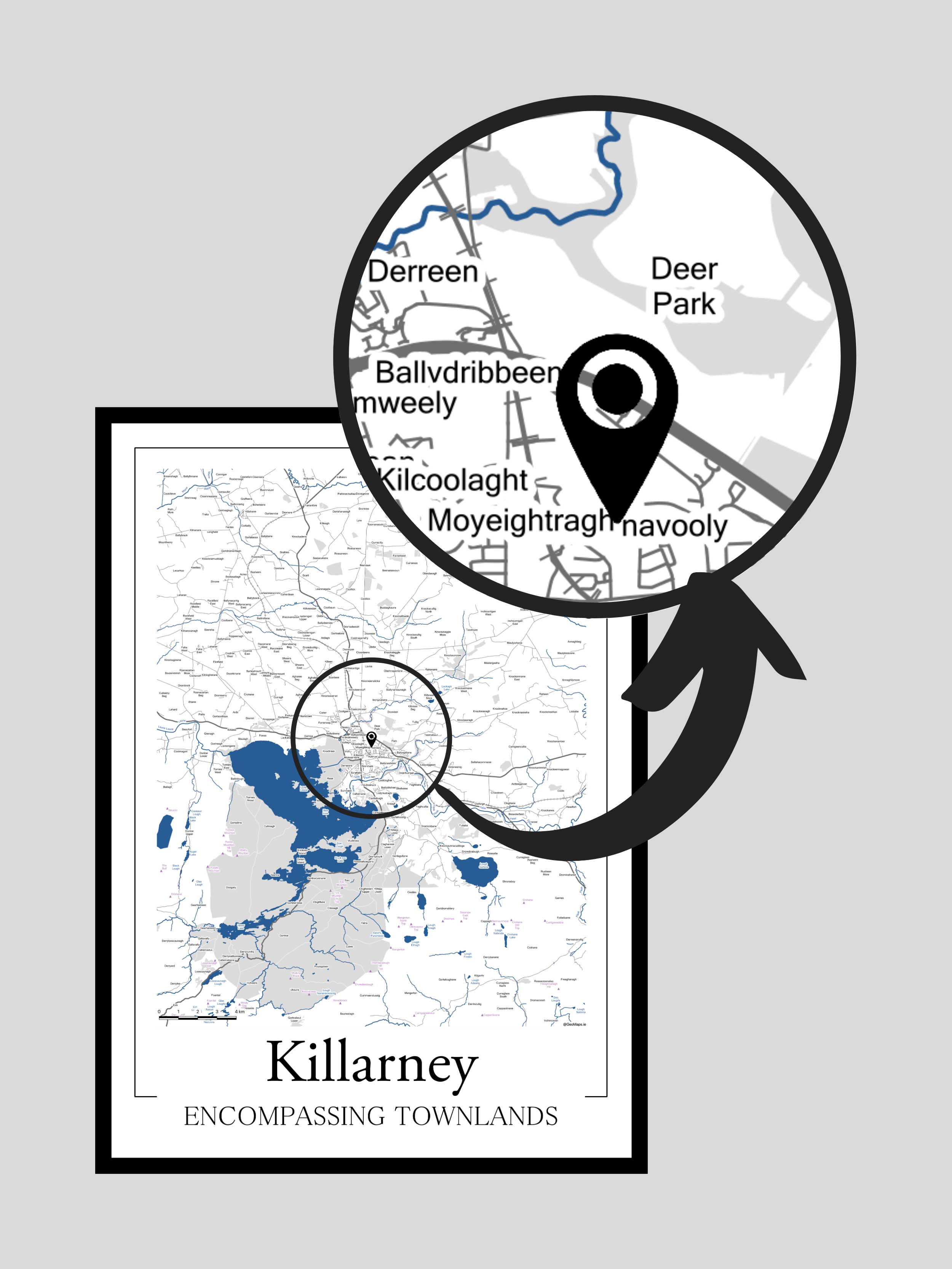 Killarney - Encompassing Townlands Map — GeoMaps